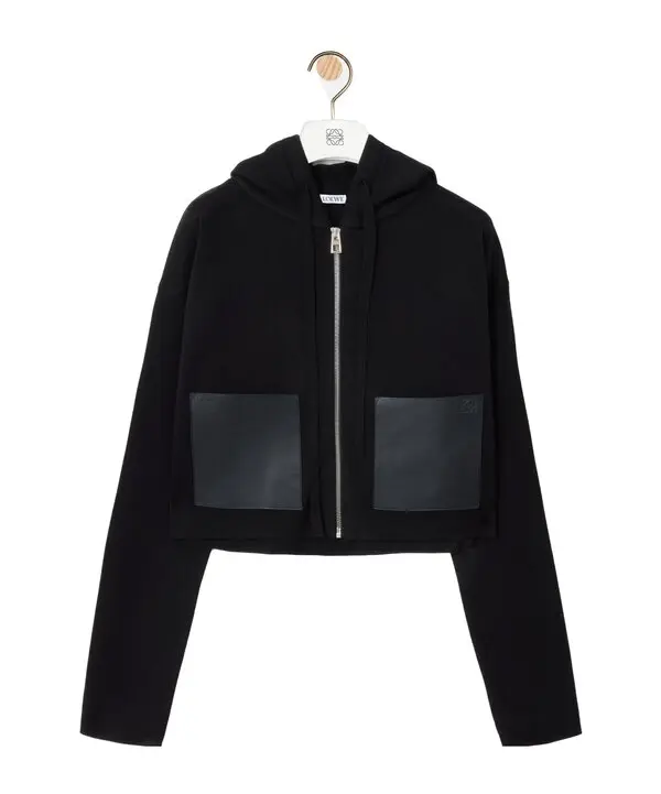 Loewe Zip-up Drawstring Knitted Hoodie - Black