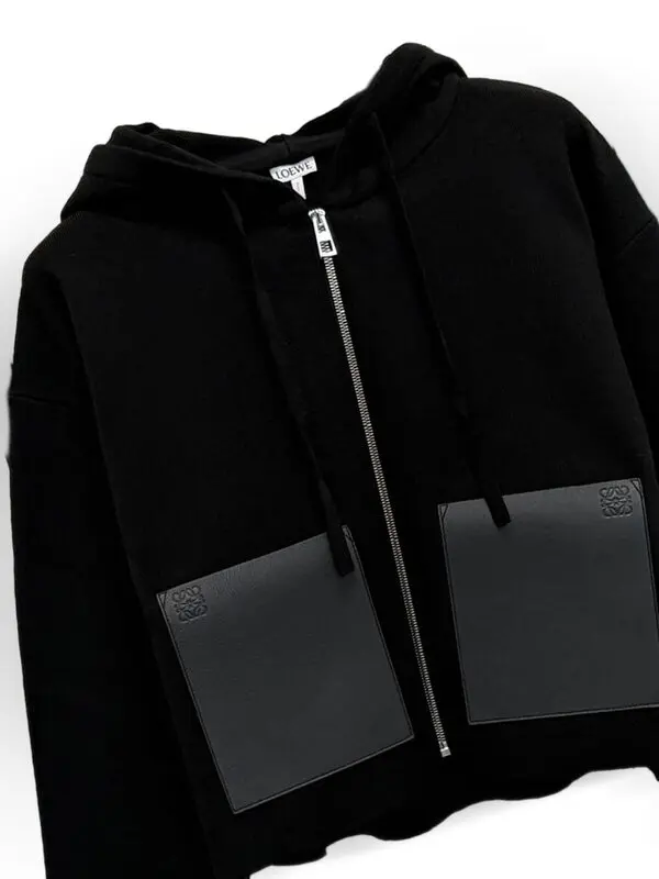 Loewe Zip-up Drawstring Knitted Hoodie - Black