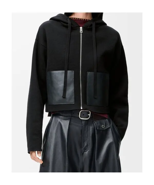 Loewe Zip-up Drawstring Knitted Hoodie - Black