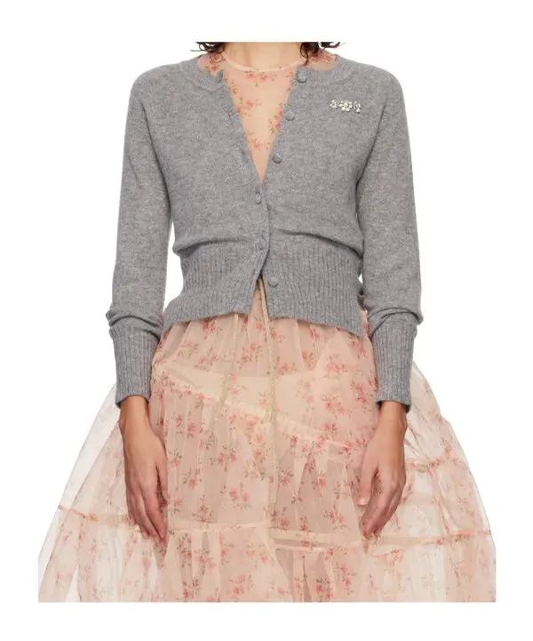 Simone Rocha Long-sleeved Cashmere Knit Cardigan - Nude