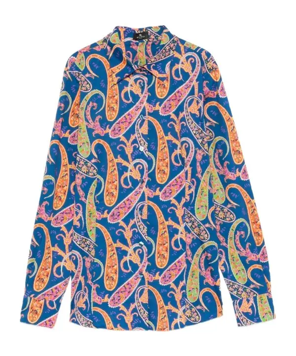 Etro Paisley Pattern Long Sleeve Shirt - Transparent Blue