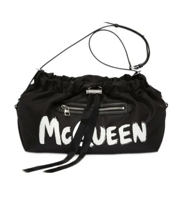Alexander McQueen Logo Print Drawstring Shoulder Bag