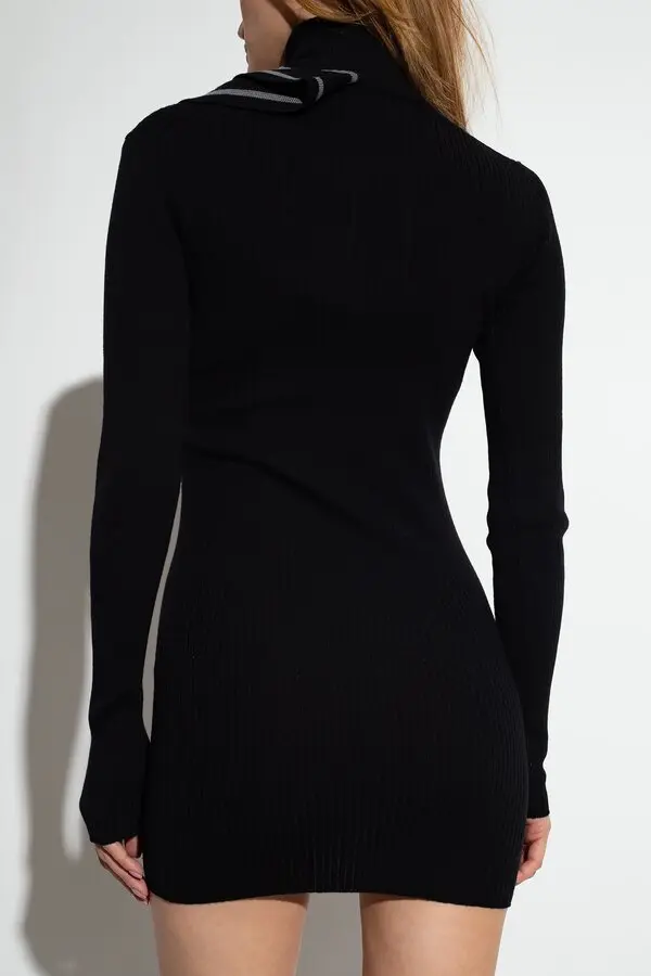 Y/project Long-sleeved Ribbed Knit Dress With Double Collar