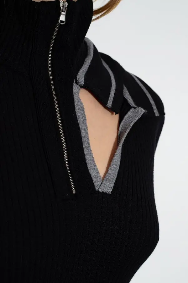 Y/project Long-sleeved Ribbed Knit Dress With Double Collar