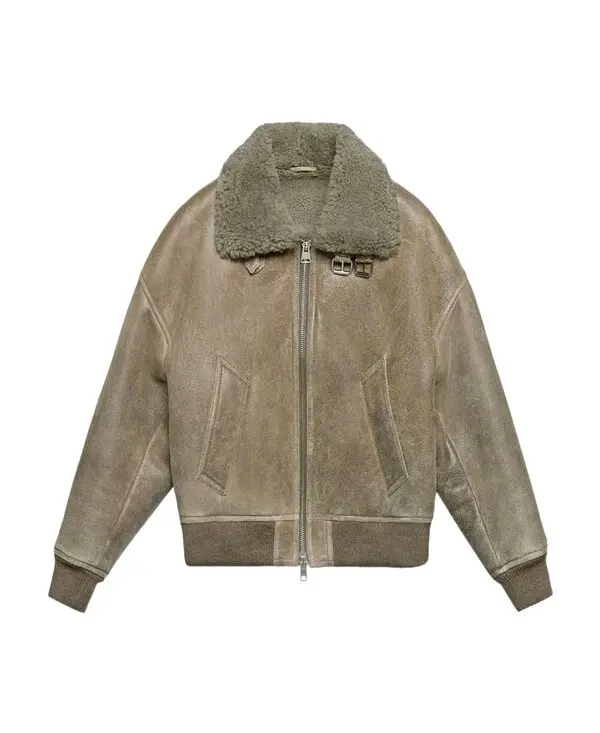 Ami Zipped Shearling Bomber Jacket