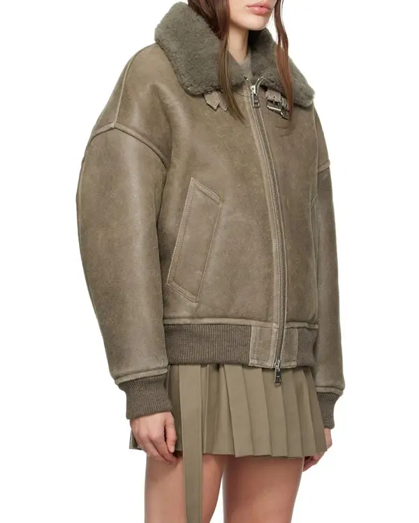 Ami Zipped Shearling Bomber Jacket