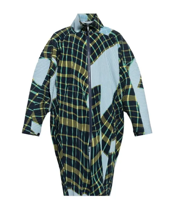 Issey Miyake Windswept Plaid Coat