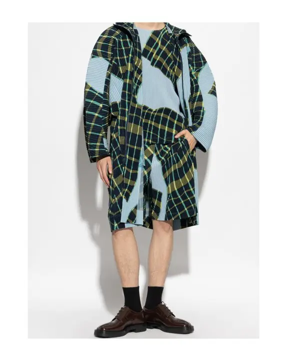 Issey Miyake Windswept Plaid Coat