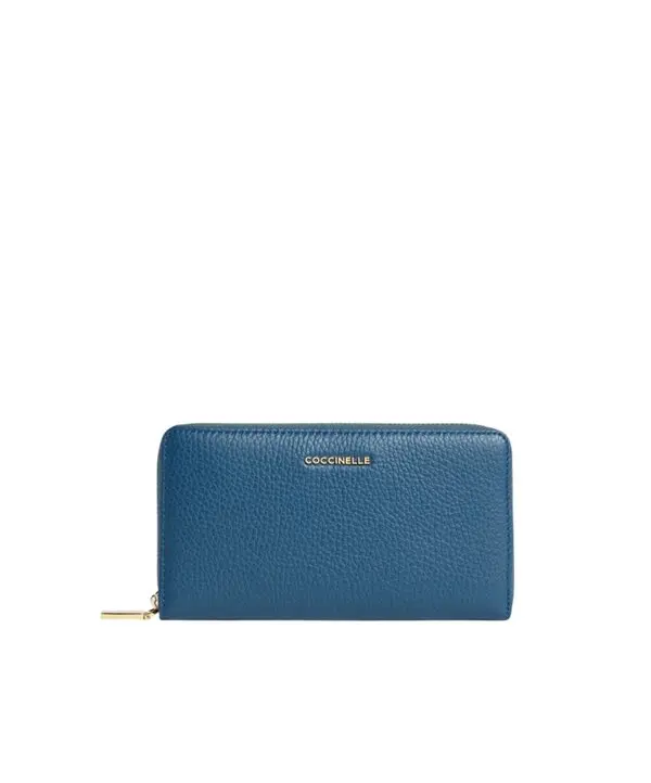 COCCINELLE Logo Lettering Zipped Wallet - Dark Blue