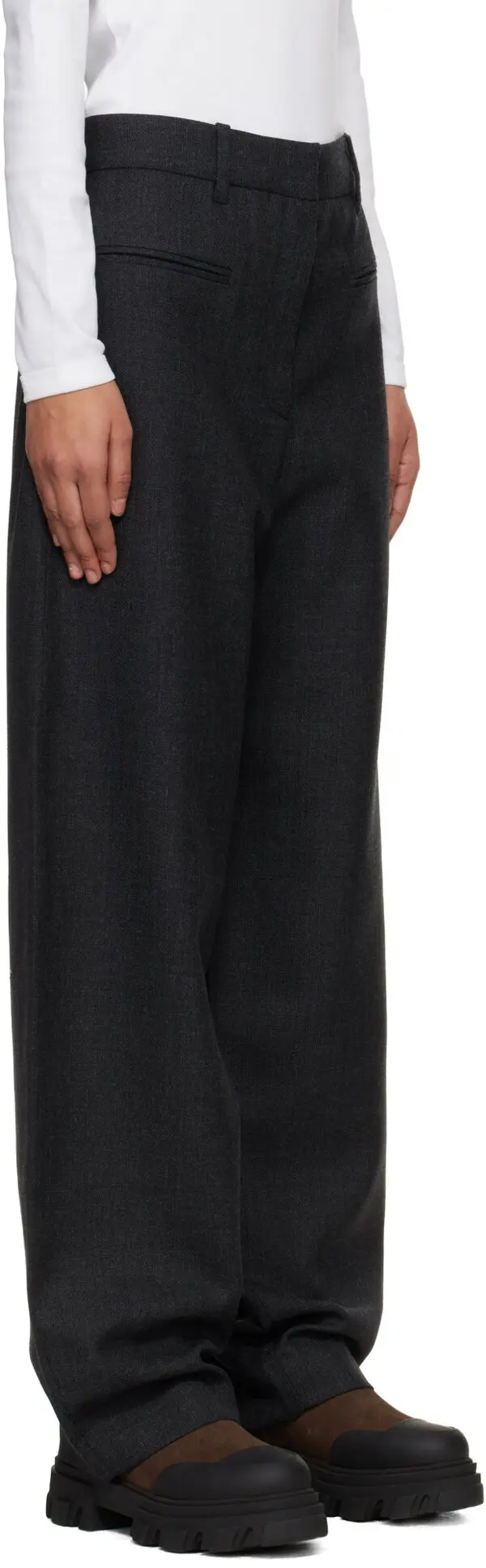 GANNI Grey Wool Suiting Trousers