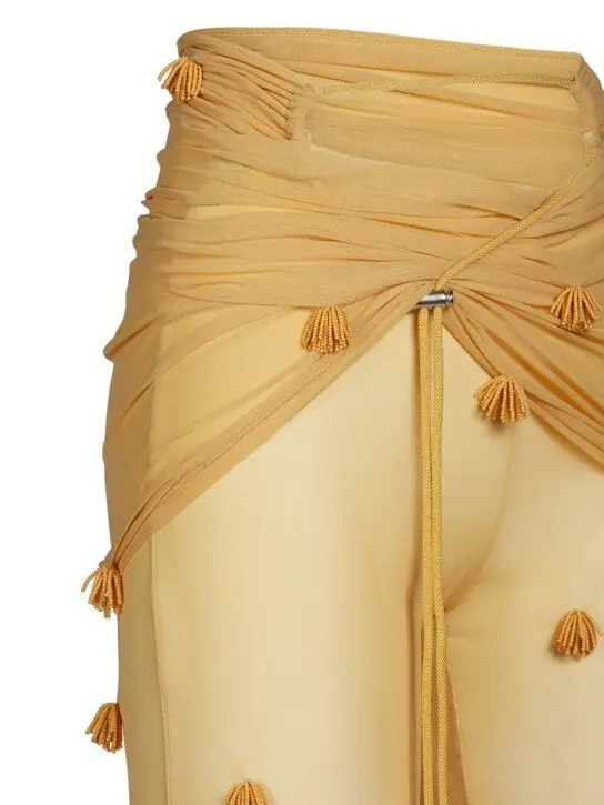Jacquemus Le Pantalon Espelho Beaded Mesh Tasseled Trousers