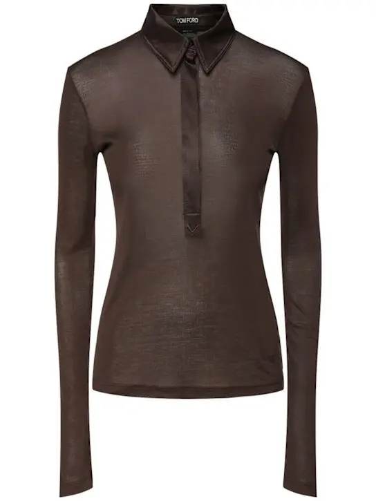 TOM FORD Silk Jersey Long Sleeve Polo