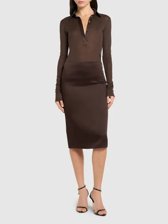 TOM FORD Silk Jersey Long Sleeve Polo
