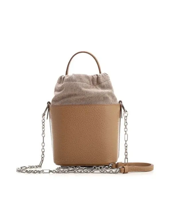 MAISON MARGIELA 5ac Logo Patch Drawstring Bucket Bag - Brown