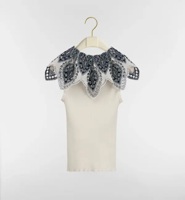 Dior Sleeveless Sweater With Ruffle Collar