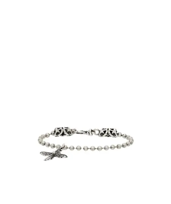 Emanuele Bicocchi Silver Bead Chain Bracelet With Cross Charm - Gray