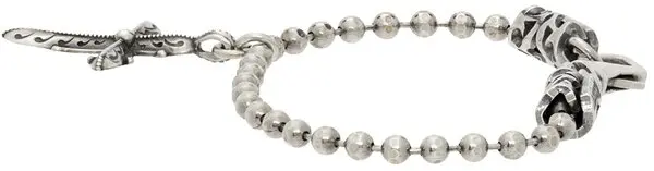 Emanuele Bicocchi Silver Bead Chain Bracelet With Cross Charm
