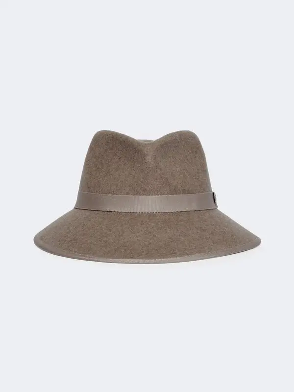 Max Mara Wool Felt Hat With Grosgrain Ribbon Trim - Beige