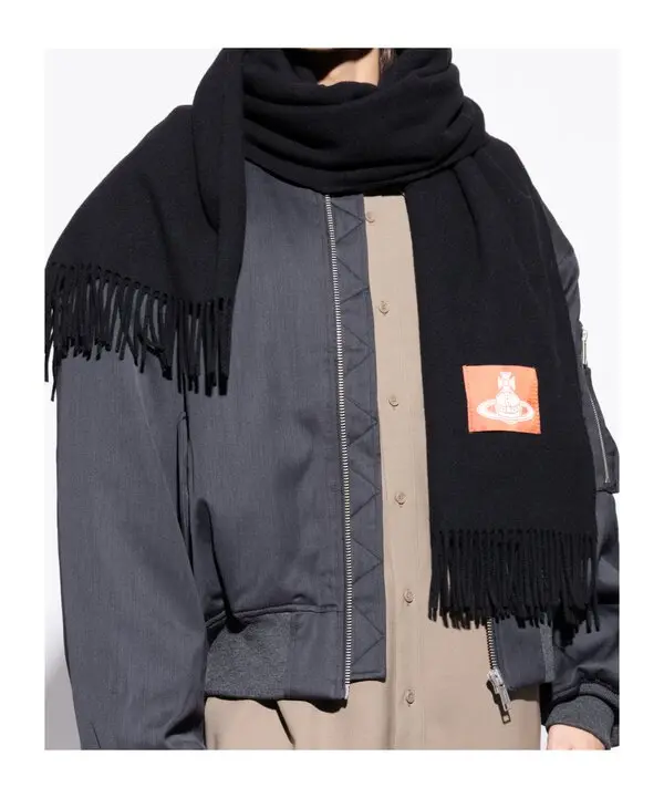 VIVIENNE WESTWOOD Logo-patch Fringed Scarf