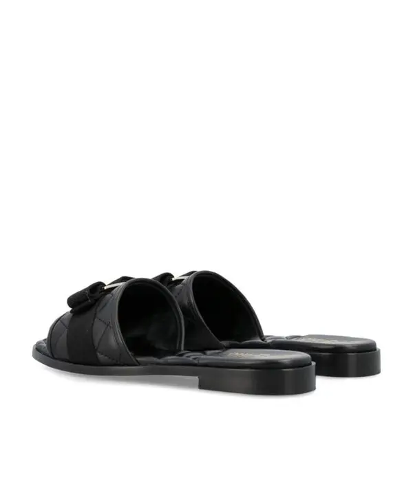 FERRAGAMO Quilted Logo Bow Detail Slides