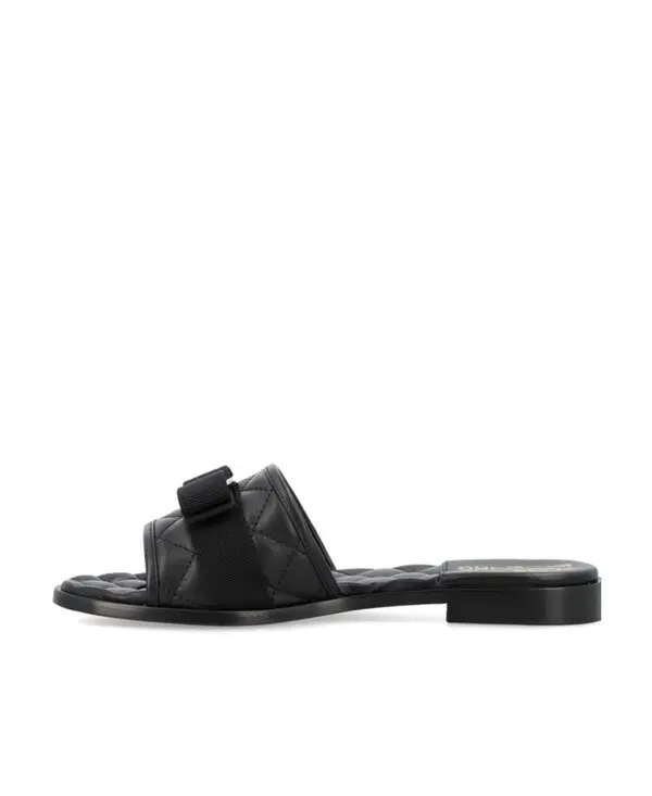 FERRAGAMO Quilted Logo Bow Detail Slides