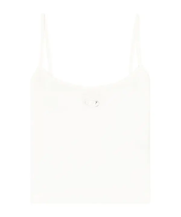 DIESEL® Ribbed Spaghetti Strap Top With Oval D Logo - White