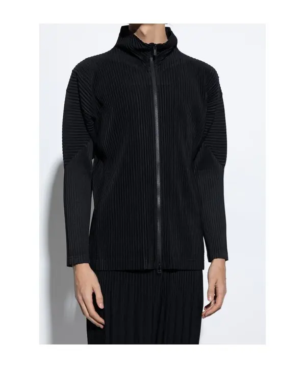 Issey Miyake Homme Plissé Zip-up Pleated Jacket - Black