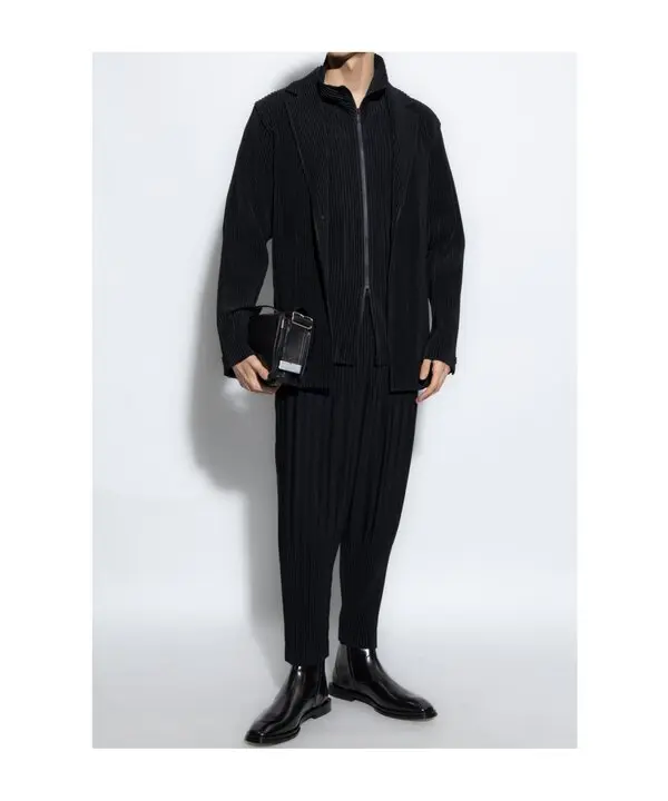 Issey Miyake Homme Plissé Zip-up Pleated Jacket - Black