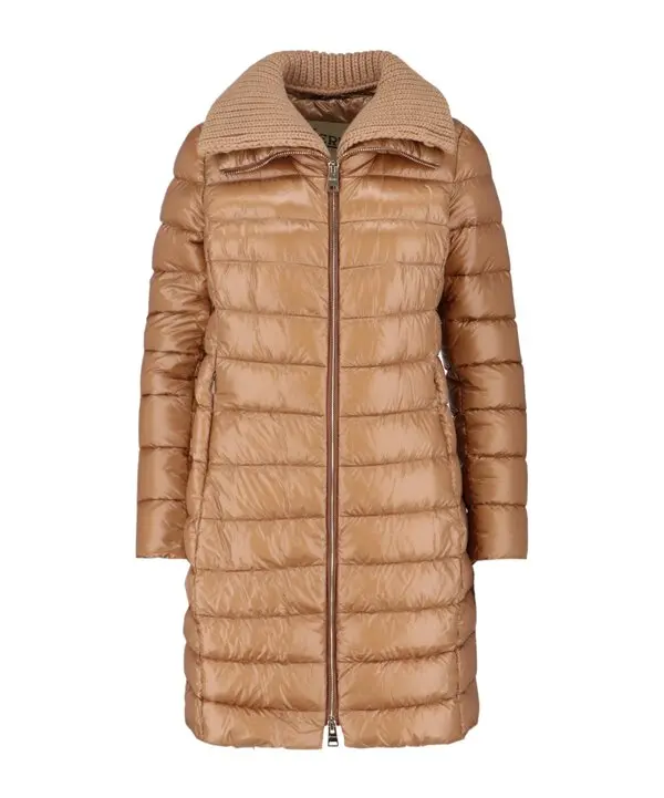 Herno Quilted Coat With Detachable Knit Collar