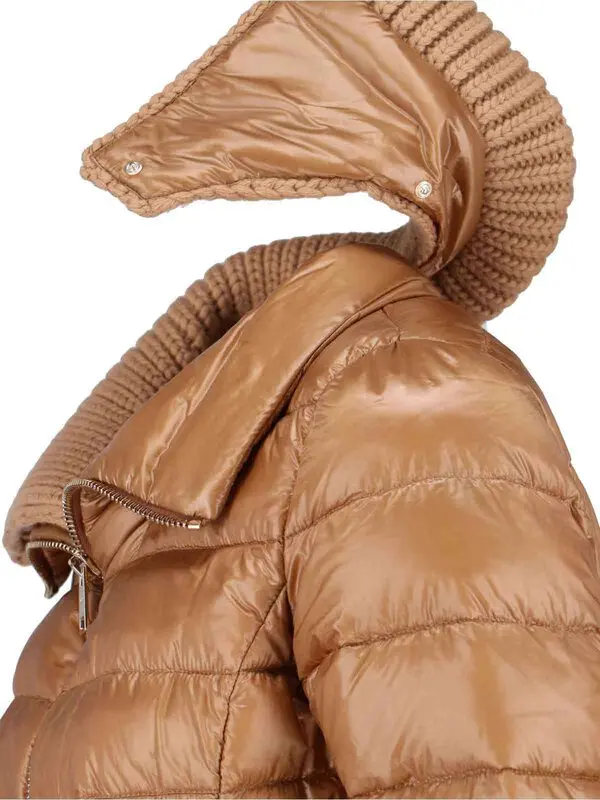 Herno Quilted Coat With Detachable Knit Collar