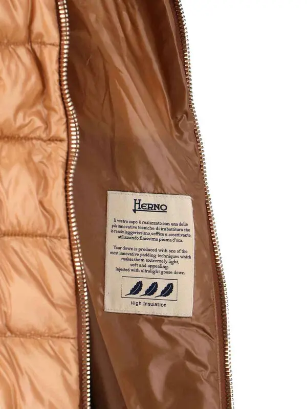 Herno Quilted Coat With Detachable Knit Collar