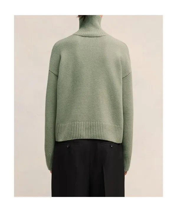 Ami Logo Embroidered Turtleneck Jumper