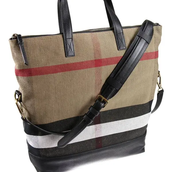Burberry Plaid Canvas Shoulder Bag