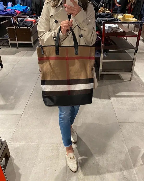 Burberry Plaid Canvas Shoulder Bag
