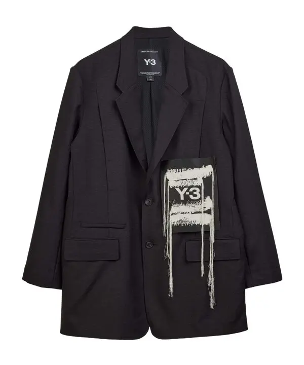 Y3 Single Breasted Blazer With Patch Detail - Black