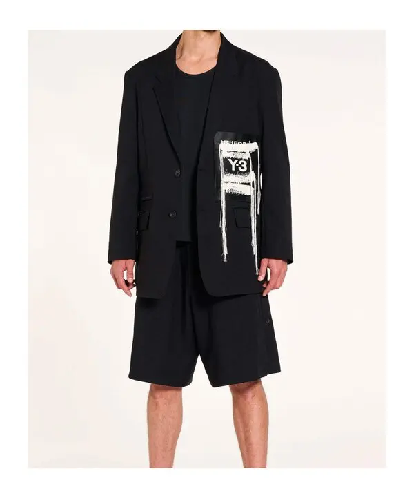 Y3 Single Breasted Blazer With Patch Detail