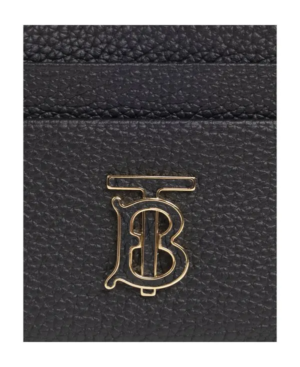 Burberry Logo Plaque Pebbled Card Holder
