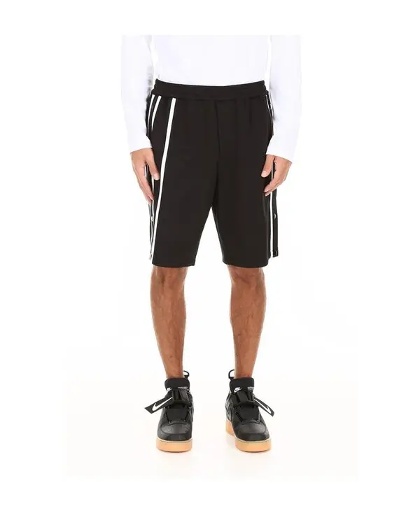 Helmut Lang Cotton-blend Shorts With Stripe Details