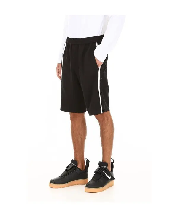 Helmut Lang Cotton-blend Shorts With Stripe Details
