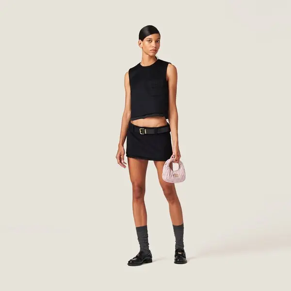 Miu Miu Logo Embroidered Mini Skirt