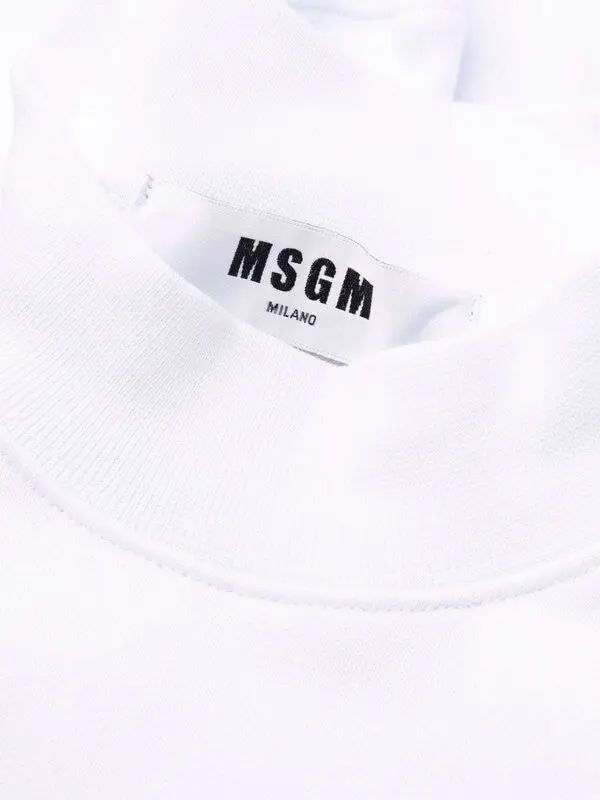 MSGM Cotton Logo Print Round Neck Jumper Dress