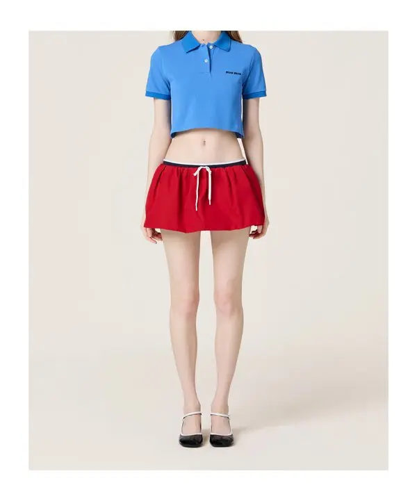 Miu Miu Cotton Piqué Cropped Polo Shirt