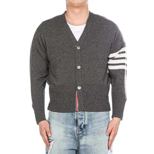 Thom Browne 4-bar Button-up Knit Cardigan - Black