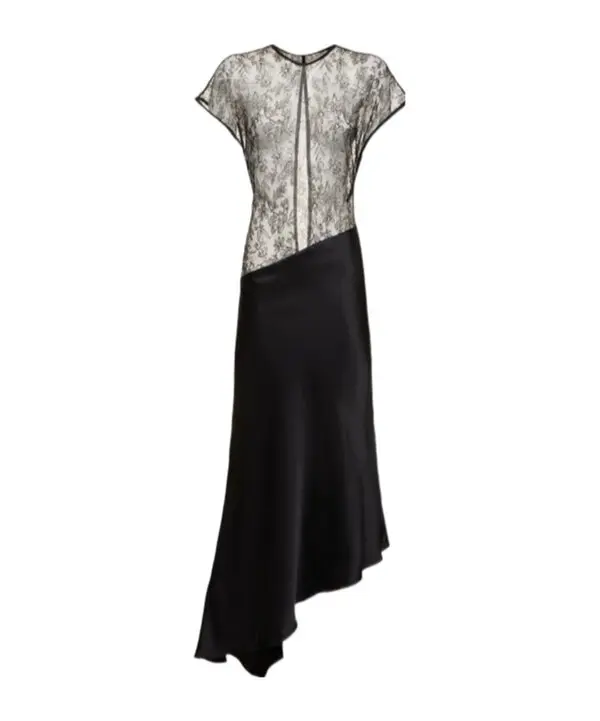 Tove Beline Lace Satin Long Dress - Black