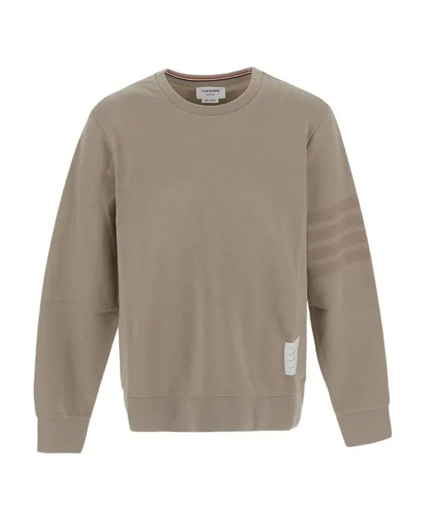 Thom Browne Crewneck Sweatshirt With Striped Sleeves - Nude