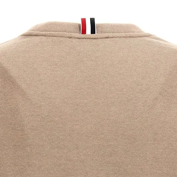 Thom Browne Crewneck Sweatshirt With Striped Sleeves - Nude