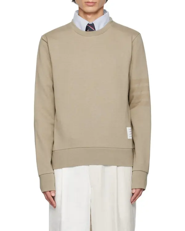 Thom Browne Crewneck Sweatshirt With Striped Sleeves - Nude