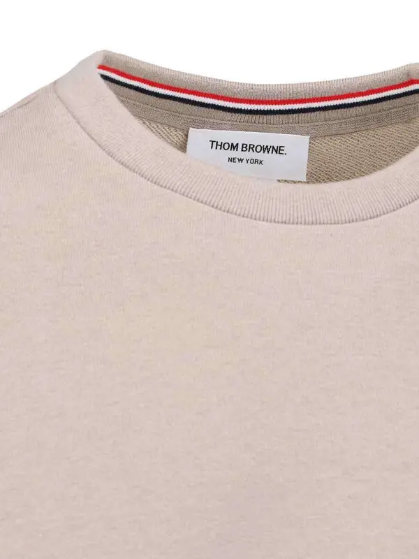 Thom Browne Crewneck Sweatshirt With Striped Sleeves - Nude