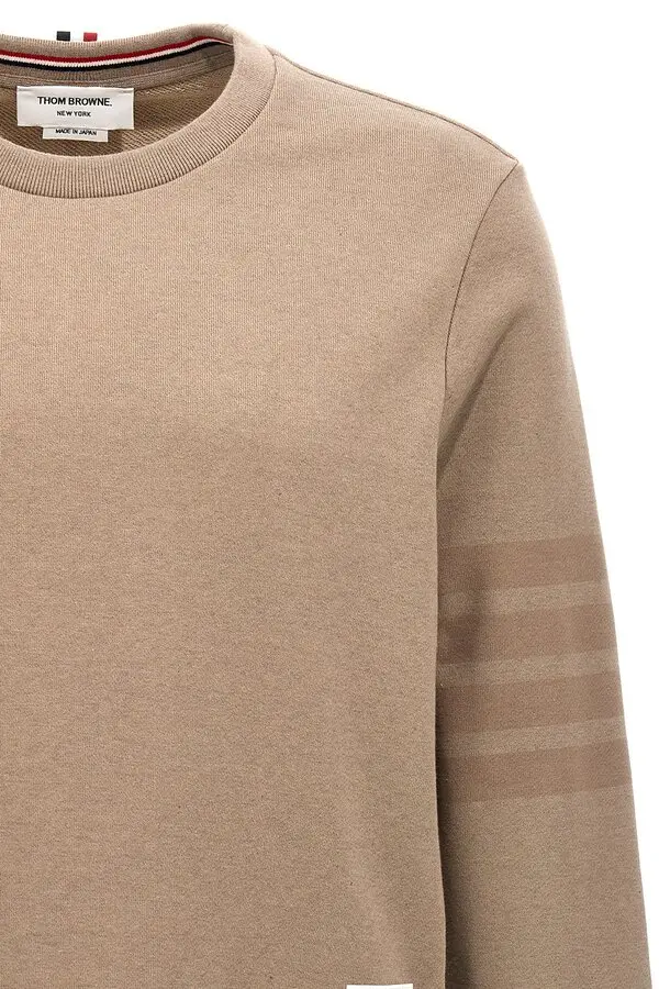 Thom Browne Crewneck Sweatshirt With Striped Sleeves - Nude