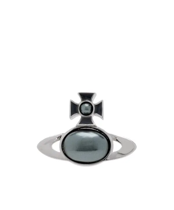 VIVIENNE WESTWOOD Gaby Stud Single Earring With Faux Pearl - Platinum/grey Pearl/grey  Brass.